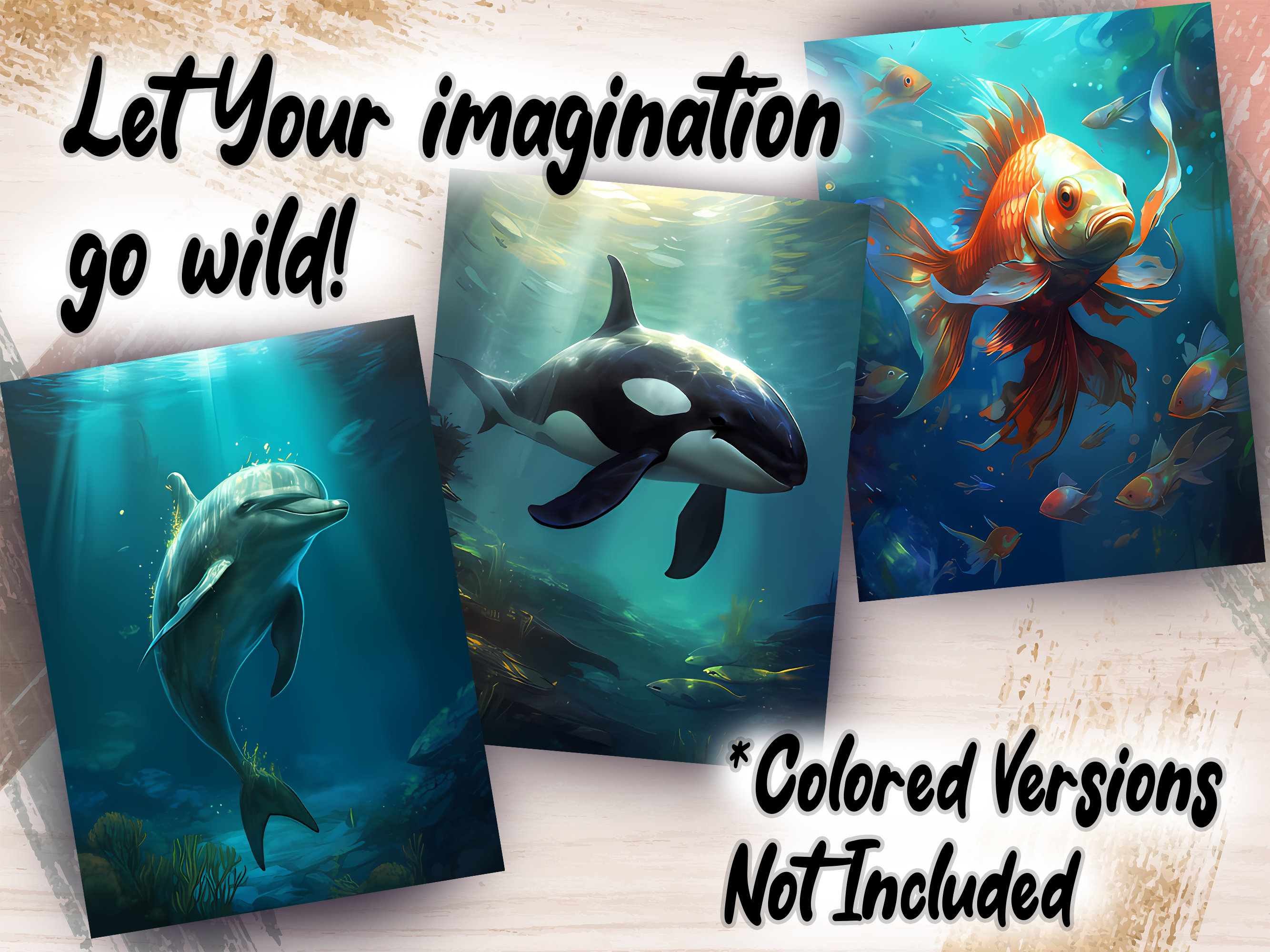 25 Ocean Life Sea Creatures Coloring Book for Adults Digital Kids ...