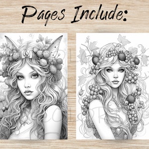 25 Berry Fairy Girl Fae Fantasy Flower Coloring Book for Adults Kids ...
