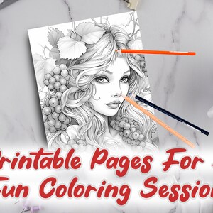 25 Berry Fairy Girl Fae Fantasy Flower Coloring Book for Adults Kids ...