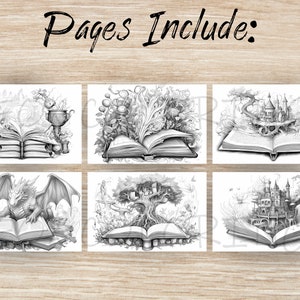 25 Magic Book Wizard Spellbook Fantasy Coloring Book for Adults Digital ...