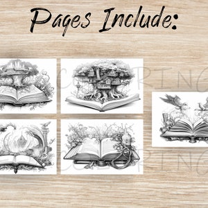 25 Magic Book Wizard Spellbook Fantasy Coloring Book for Adults Digital ...