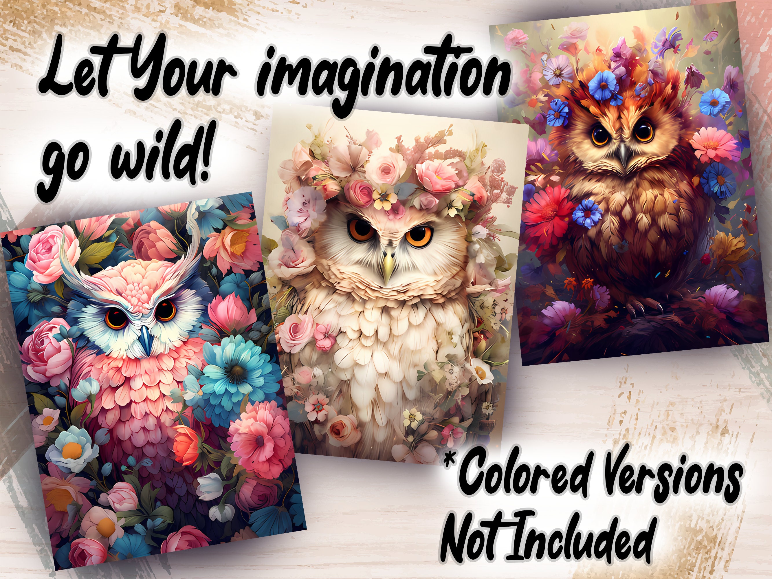 20 Night Owl Nature Exotic Bird Coloring Book for Adults Digital Kids ...