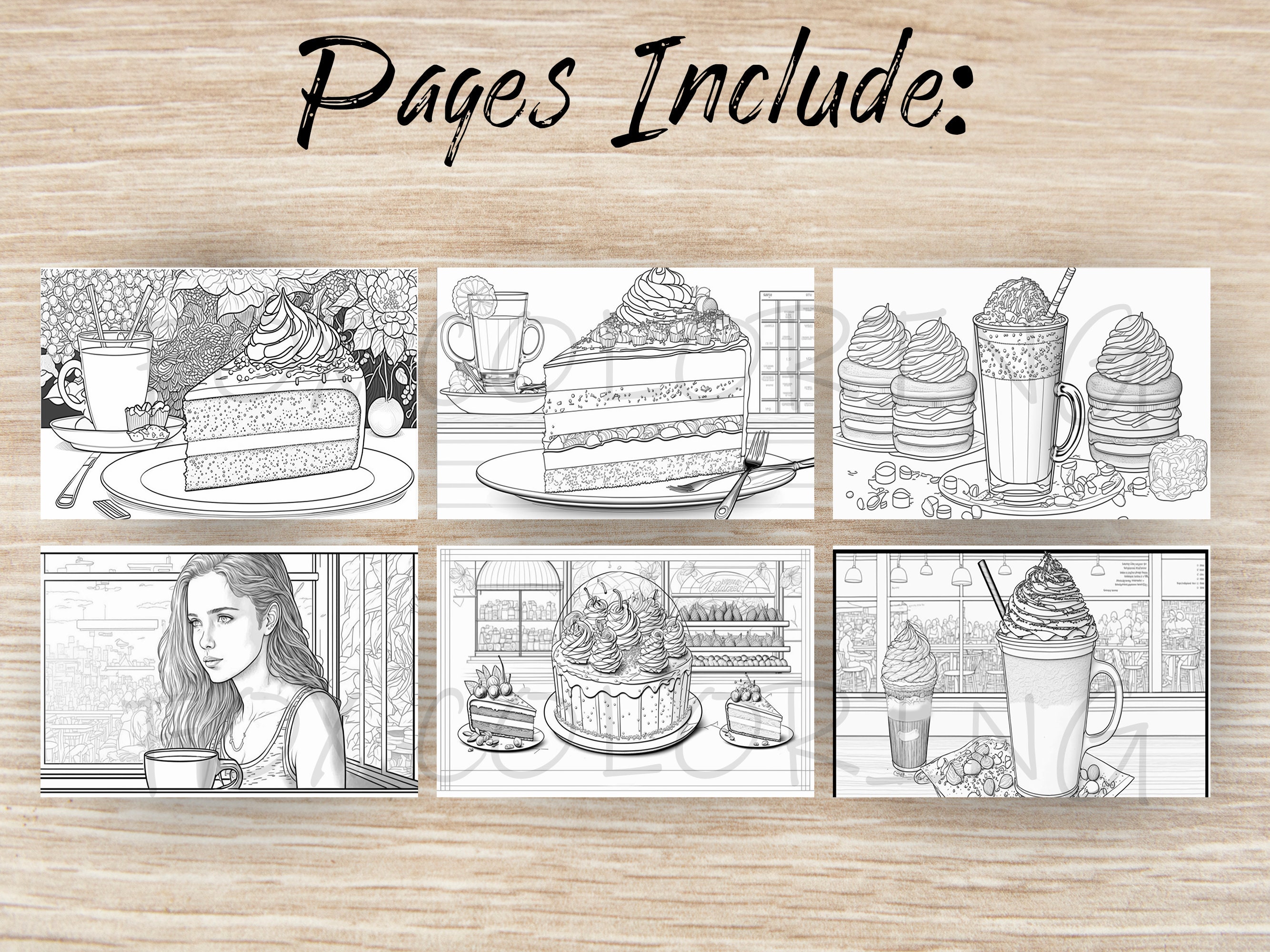 20 Paradise Cafe Fantasy Coffee Shop Coloring Book for Adults Digital ...