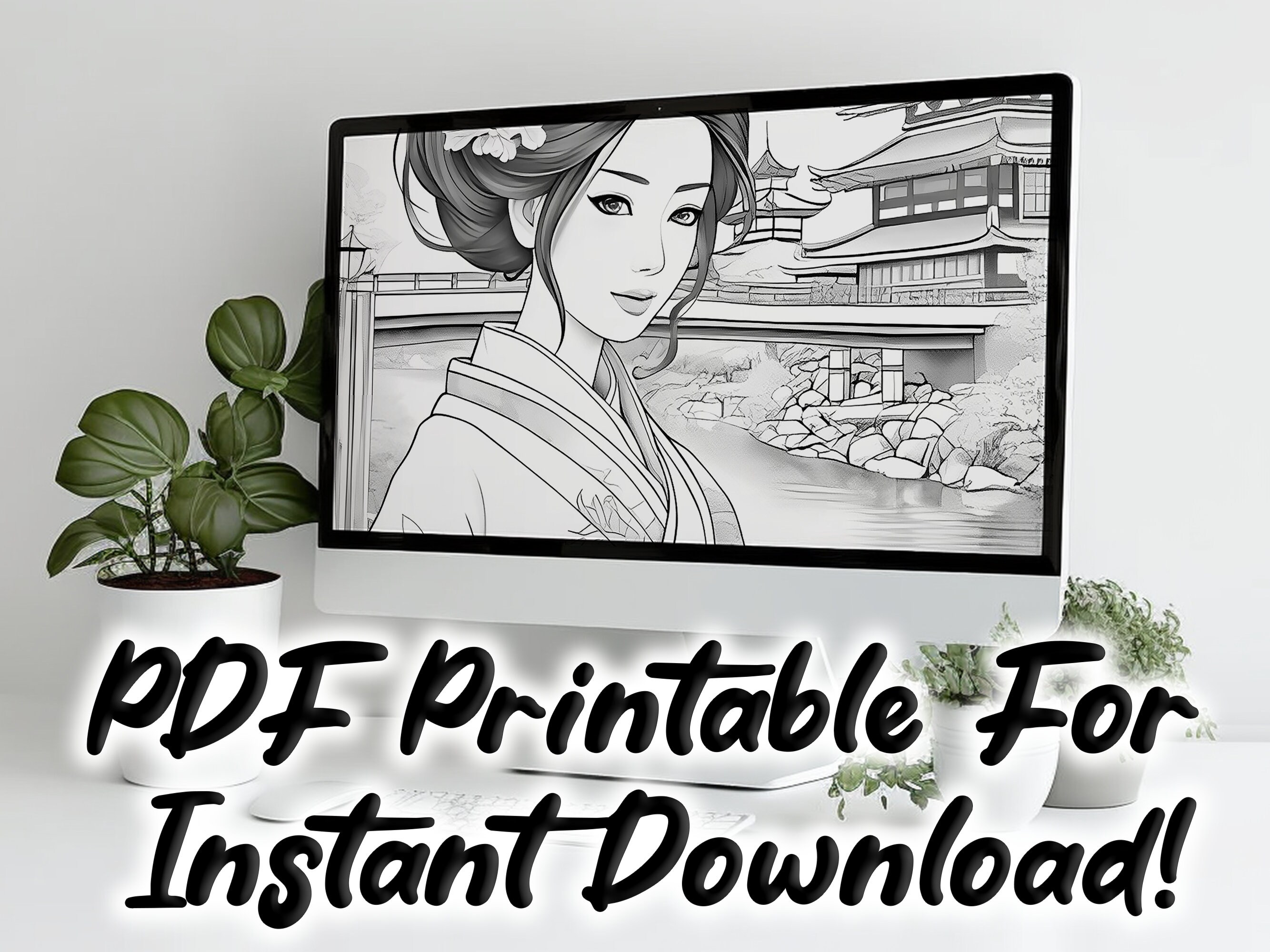 25 Japanese Geisha Women Coloring Book for Adults Digital Kids - Etsy