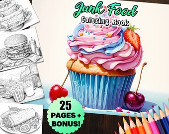 Printable Kawaii Junk Food Kids Coloring Page - Etsy UK