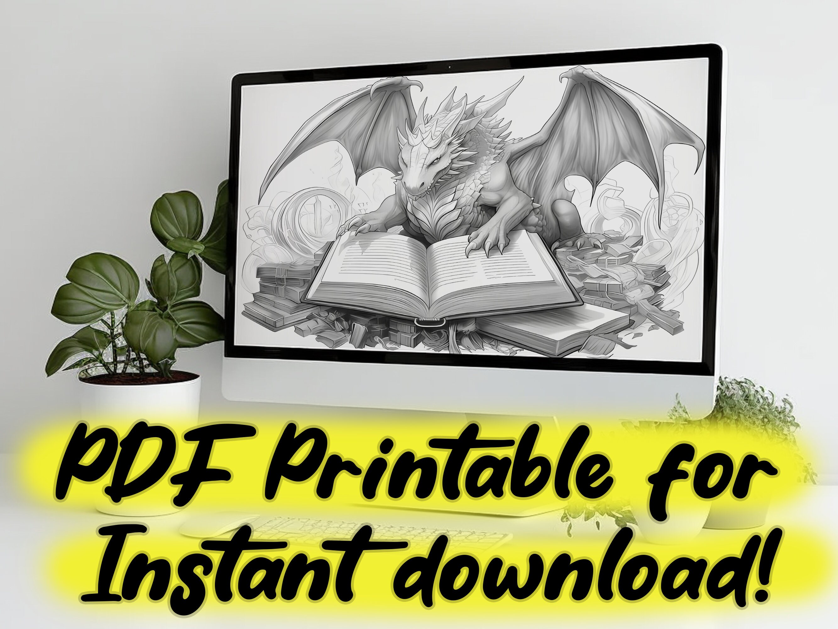 25 Magic Book Wizard Spellbook Fantasy Coloring Book for Adults Digital ...