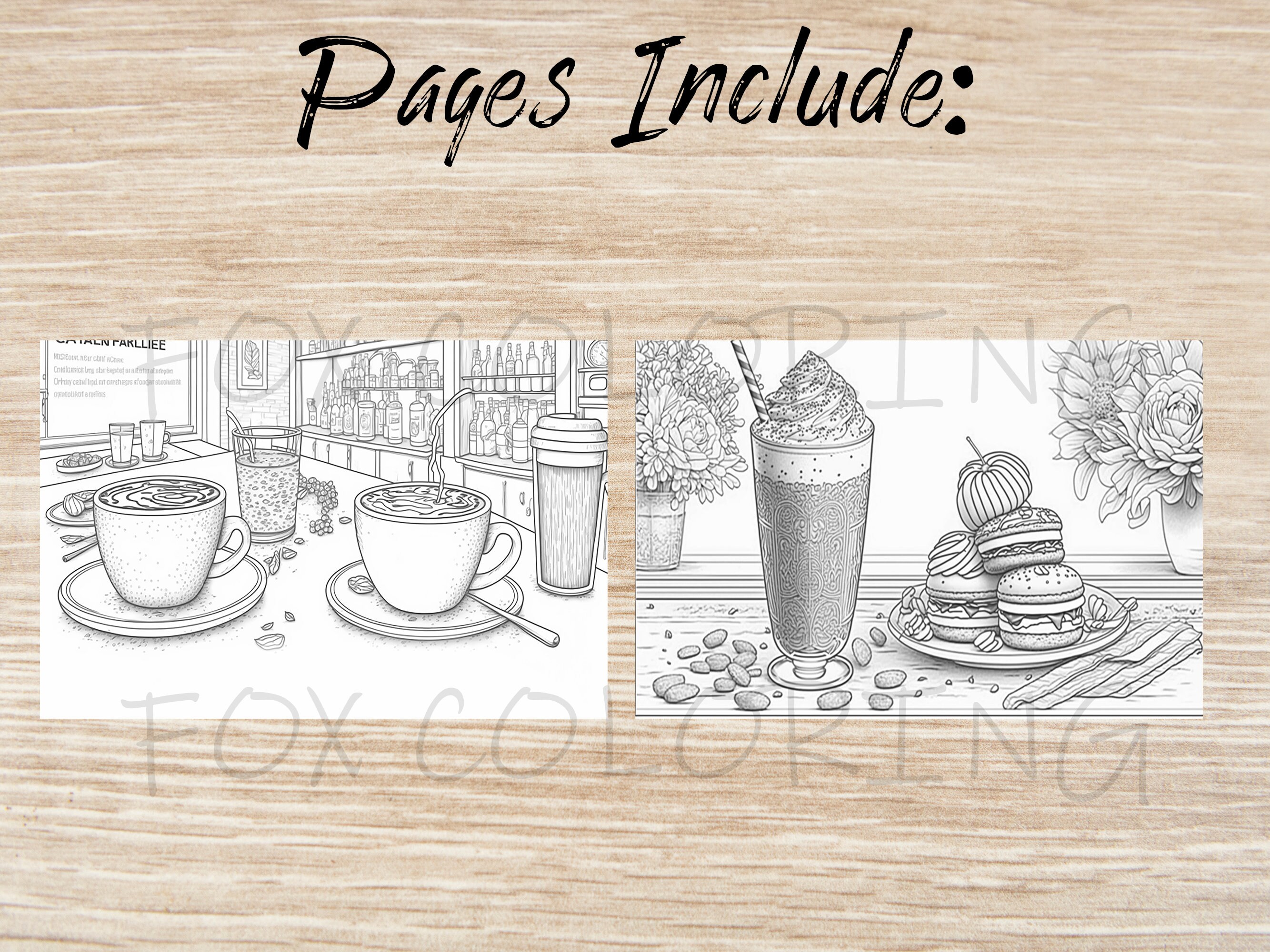 20 Paradise Cafe Fantasy Coffee Shop Coloring Book for Adults Digital ...