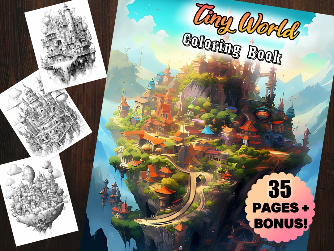 35 Tiny World Magical Fantasy Coloring Book for Adults Digital Kids ...