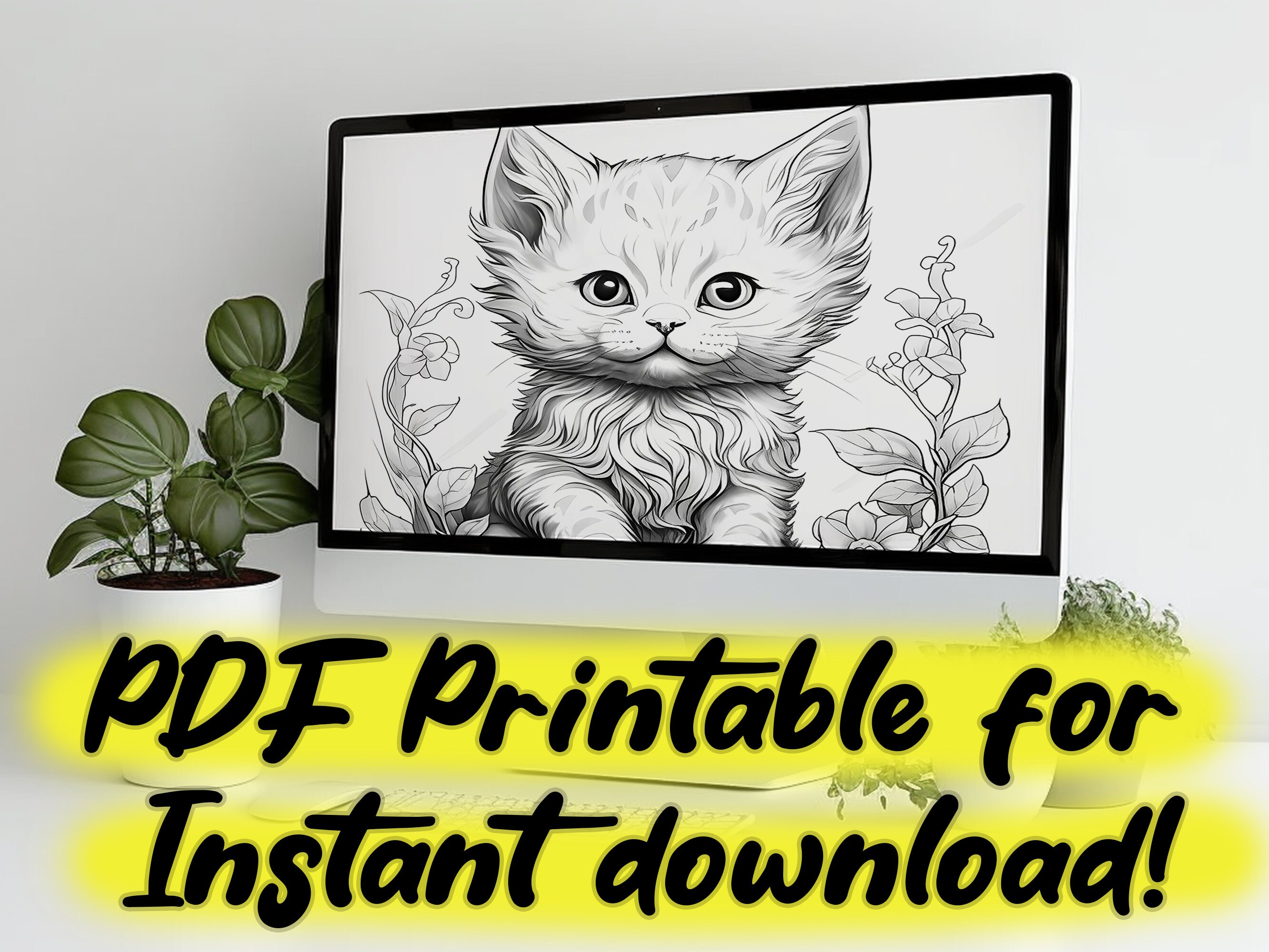 25 Cute Kittens Adorable Feline Cats Coloring Book for Adults - Etsy