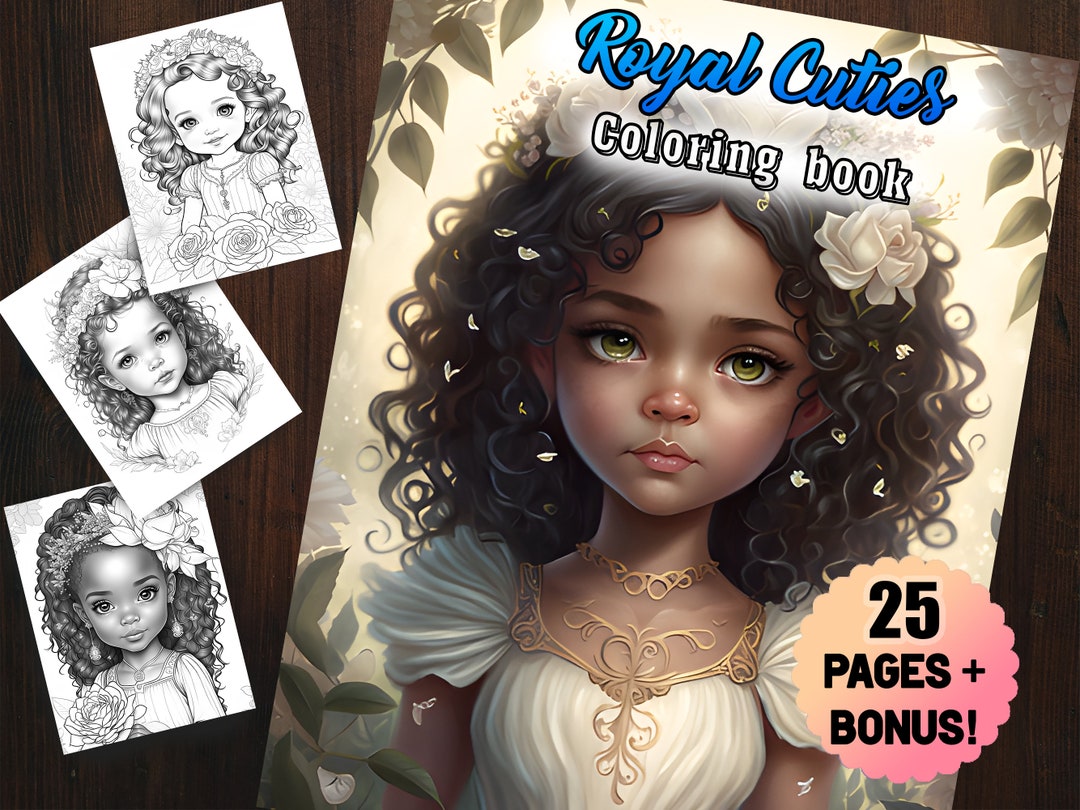 25 Royal Cuties Princess Fantasy Coloring Book for Adults Digital Kids ...