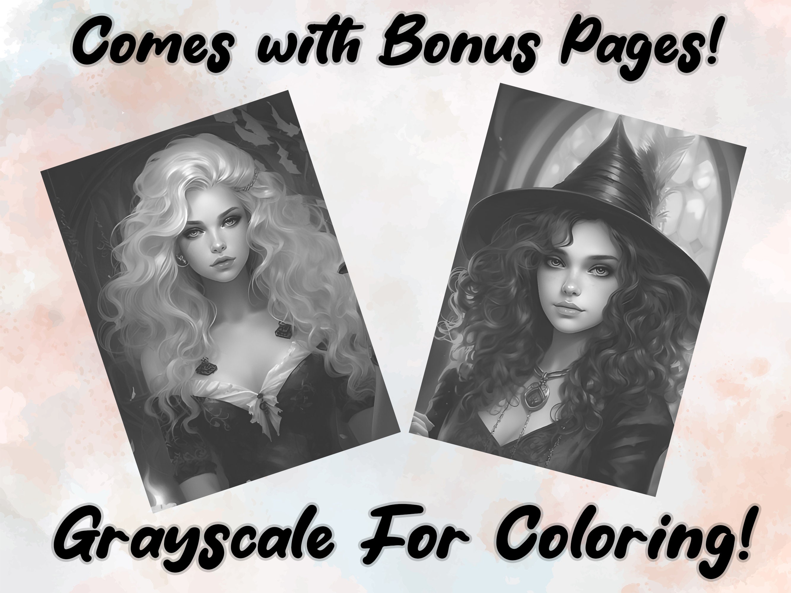 25 Witch's Spell Dark Fantasy Women Coloring Book for Adults Digital ...