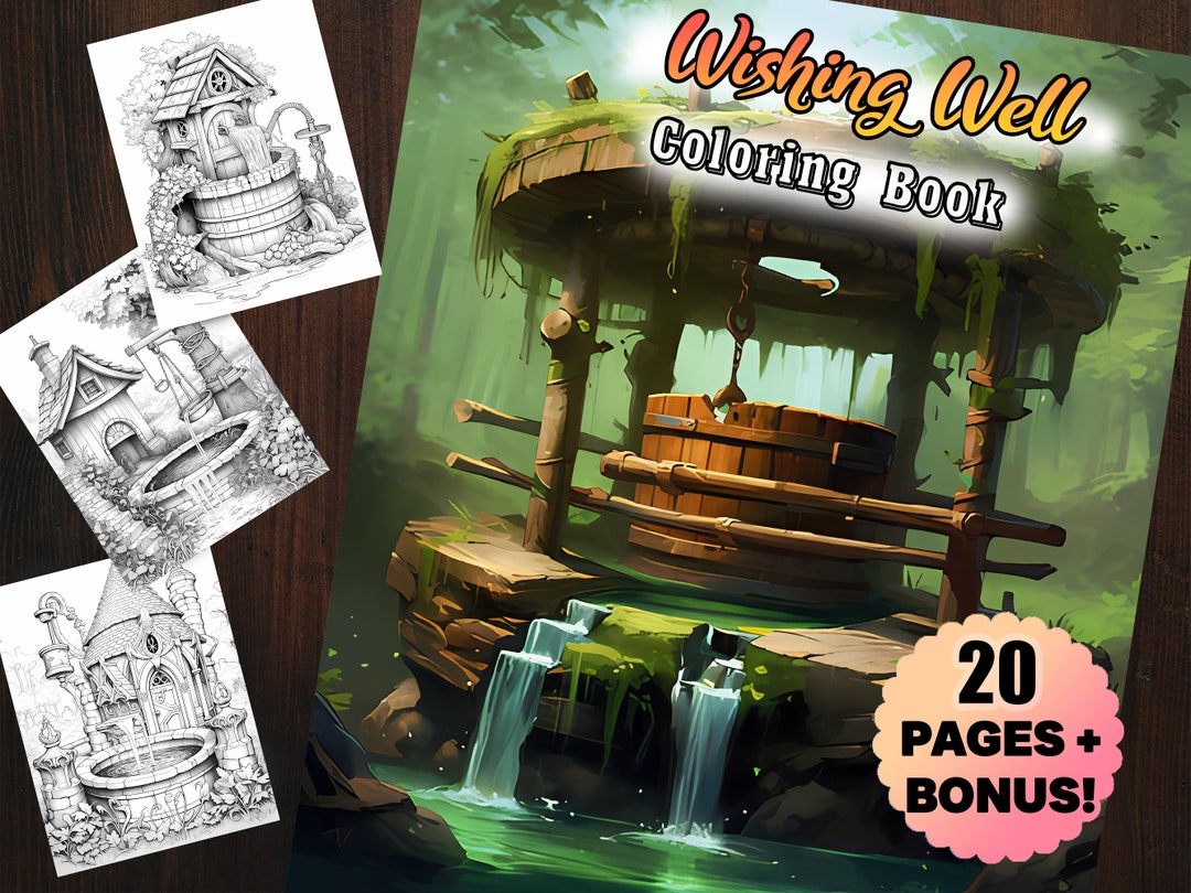 20 Wishing Well Fantasy Nature Coloring Book for Adults Digital Kids ...