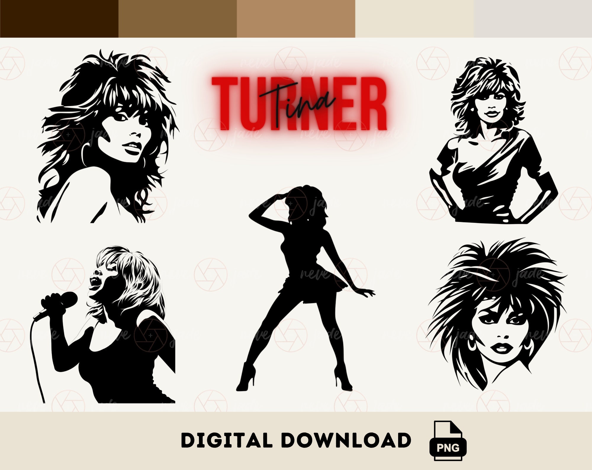 Tina Turner Silhouette Art 5 X PNG Files - Etsy Canada