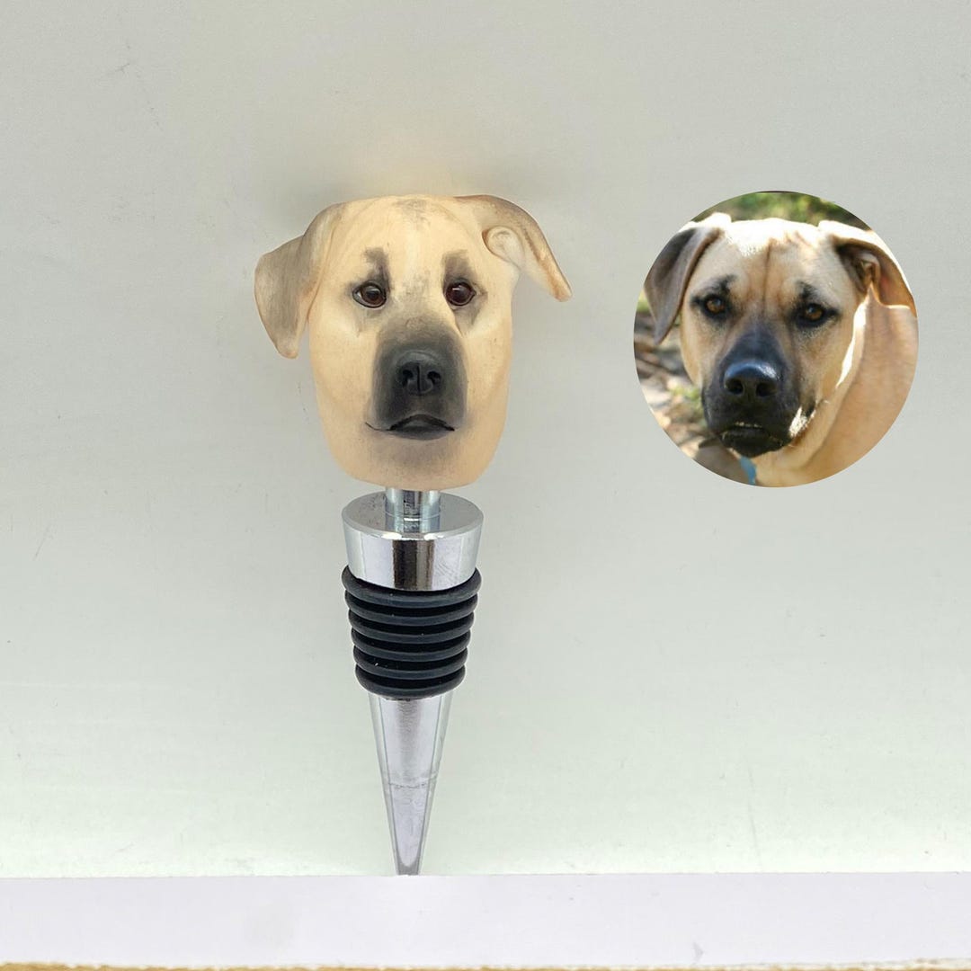 Custom Dog Clay Bottle Stopper, Personalized Dog Portrait Bottle Opener ...