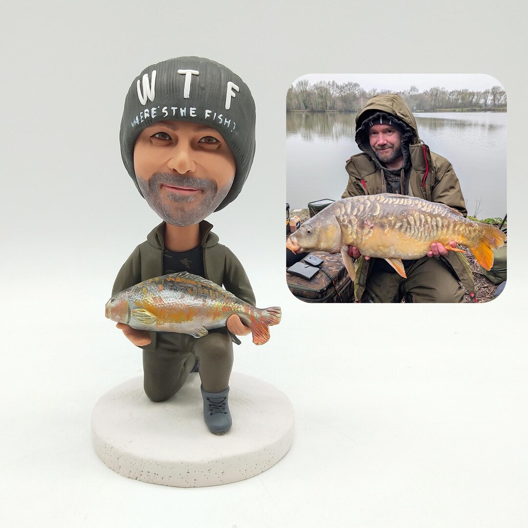 Custom Fishing Bobblehead, Personalized Fisherman 3D Figurine, Fishing ...