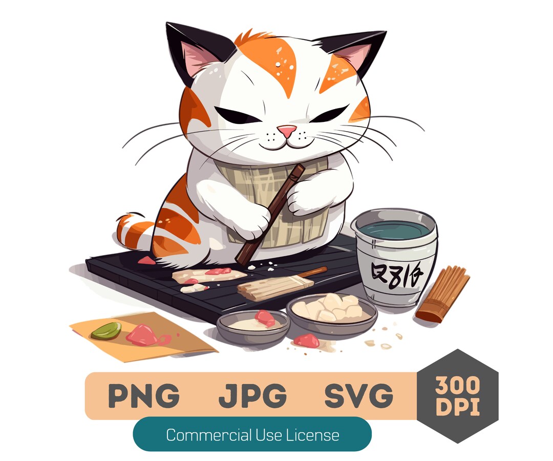 Sushi-cat Clipart PNG JPG SVG | Instant Download | Commercial Use ...