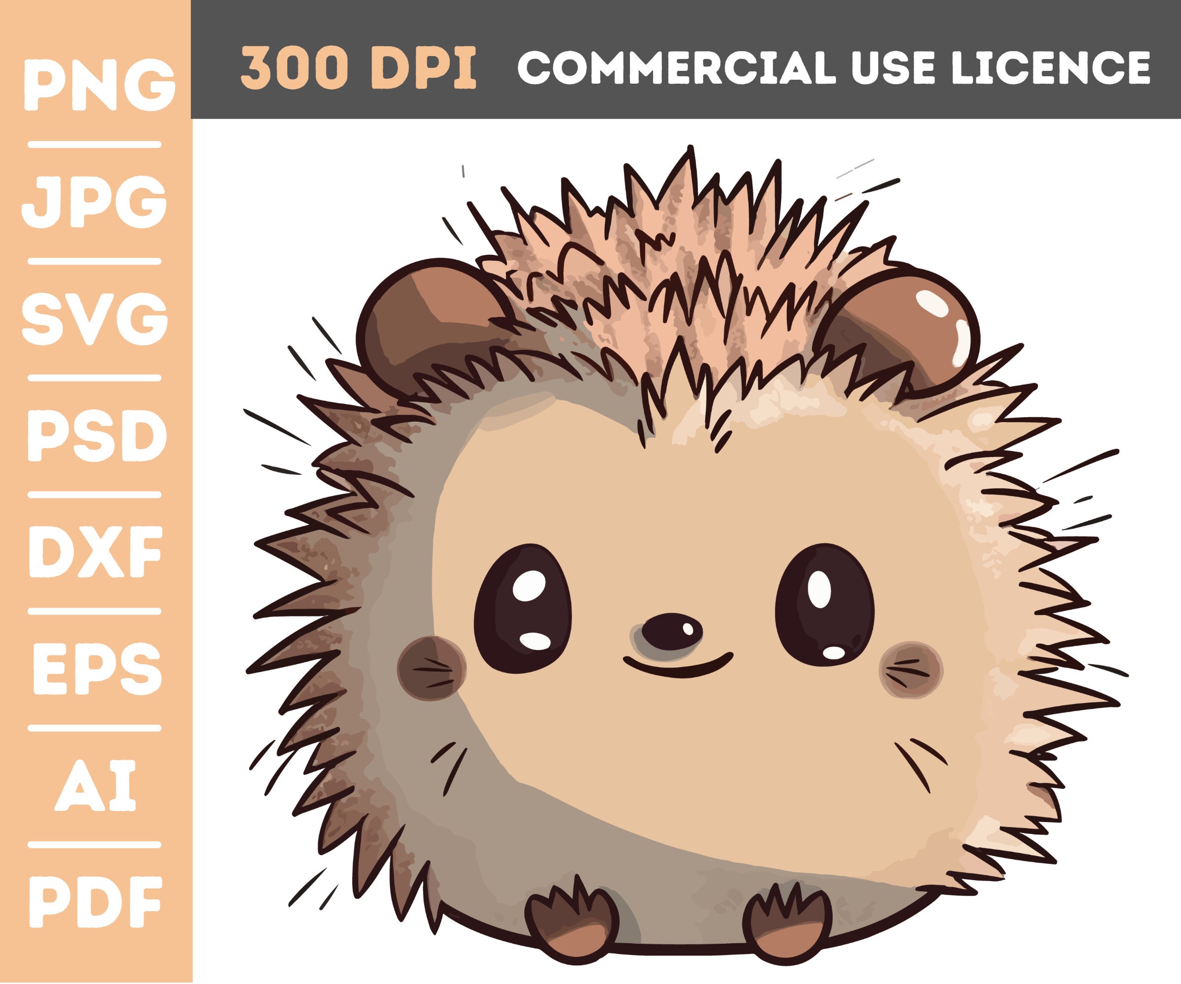 Clipart de erizo Kawaii en formato png jpg svg pds dxf eps ai pdf ...