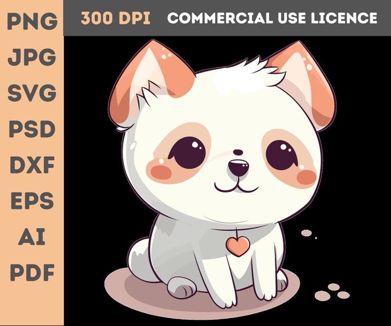 Kawaii Dogs Clipart in Format Png Jpg Svg Pds Dxf Eps Ai Pdf Instant ...
