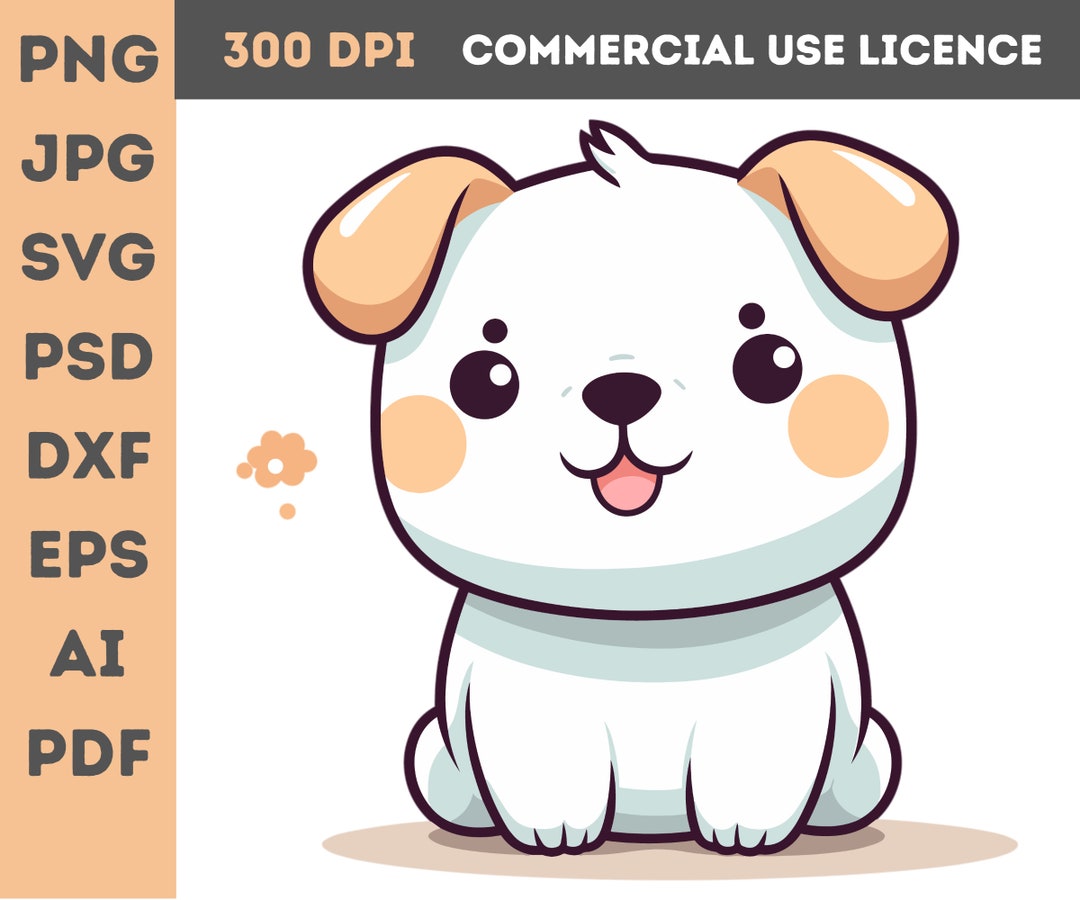 Kawaii Dogs Clipart in Format Png Jpg Svg Pds Dxf Eps Ai Pdf Instant ...