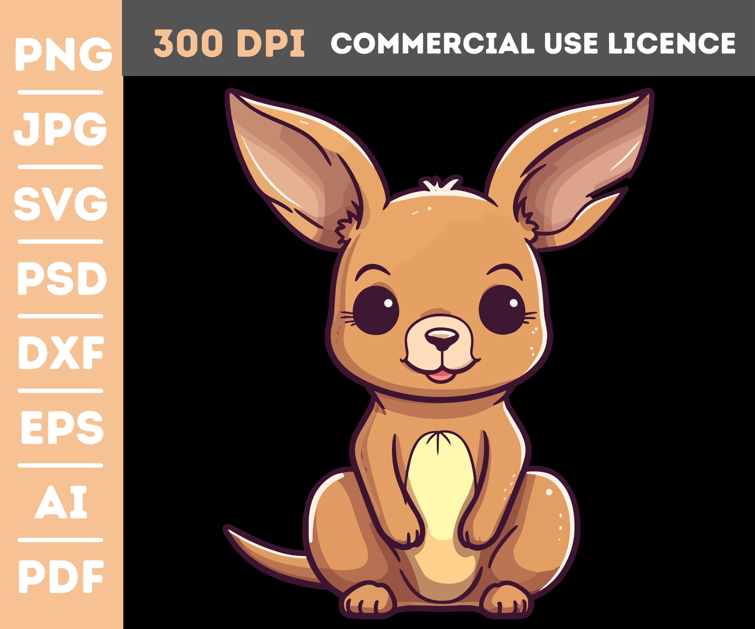 Kawaii Kangaroo Clipart in Format Png Jpg Svg Pds Dxf Eps Ai Pdf ...