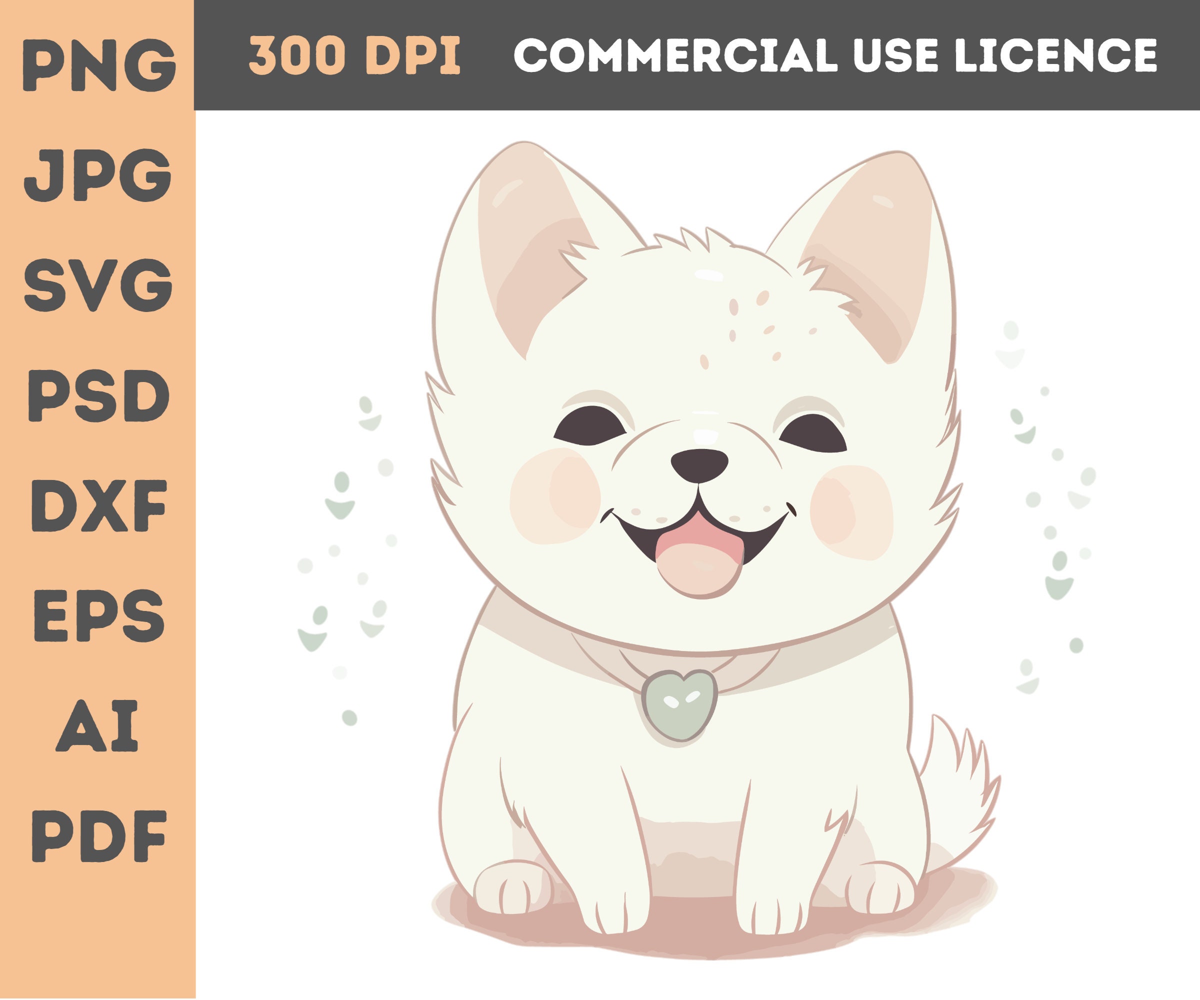 Kawaii Dogs Clipart in Format Png Jpg Svg Pds Dxf Eps Ai Pdf Instant ...