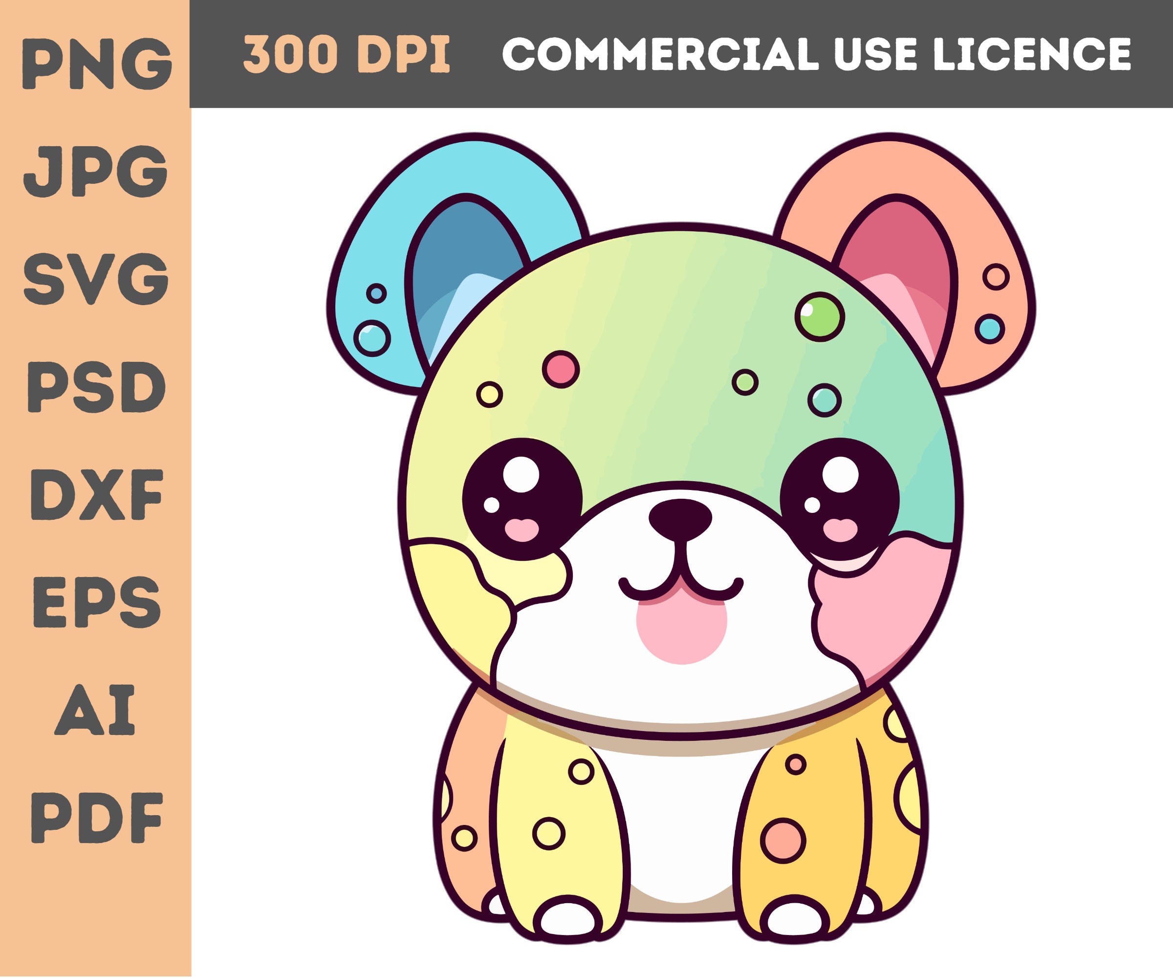 Kawaii Dogs Clipart in Format Png Jpg Svg Pds Dxf Eps Ai Pdf Instant ...