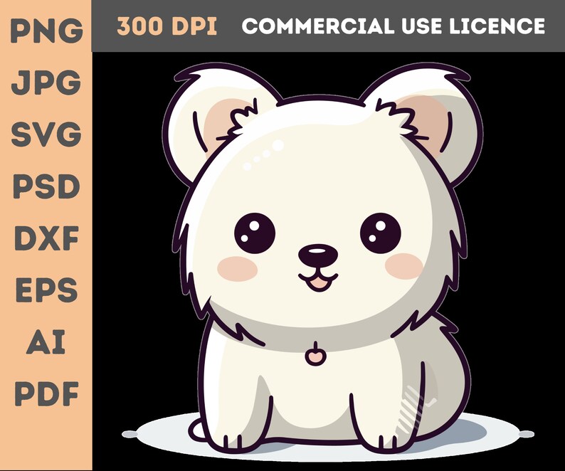Kawaii Dogs Clipart in Format Png Jpg Svg Pds Dxf Eps Ai Pdf Instant ...