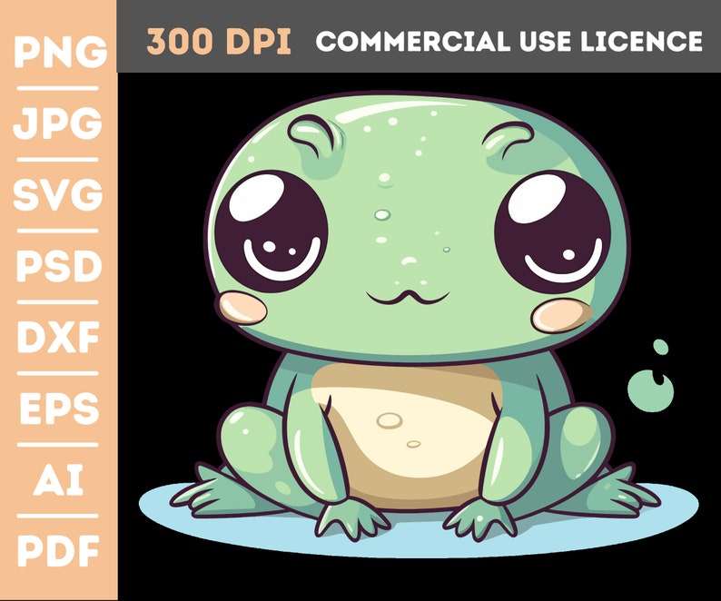 Kawaii Frog Clipart in Format - Png Jpg Svg Pds Dxf Eps Ai Pdf ...