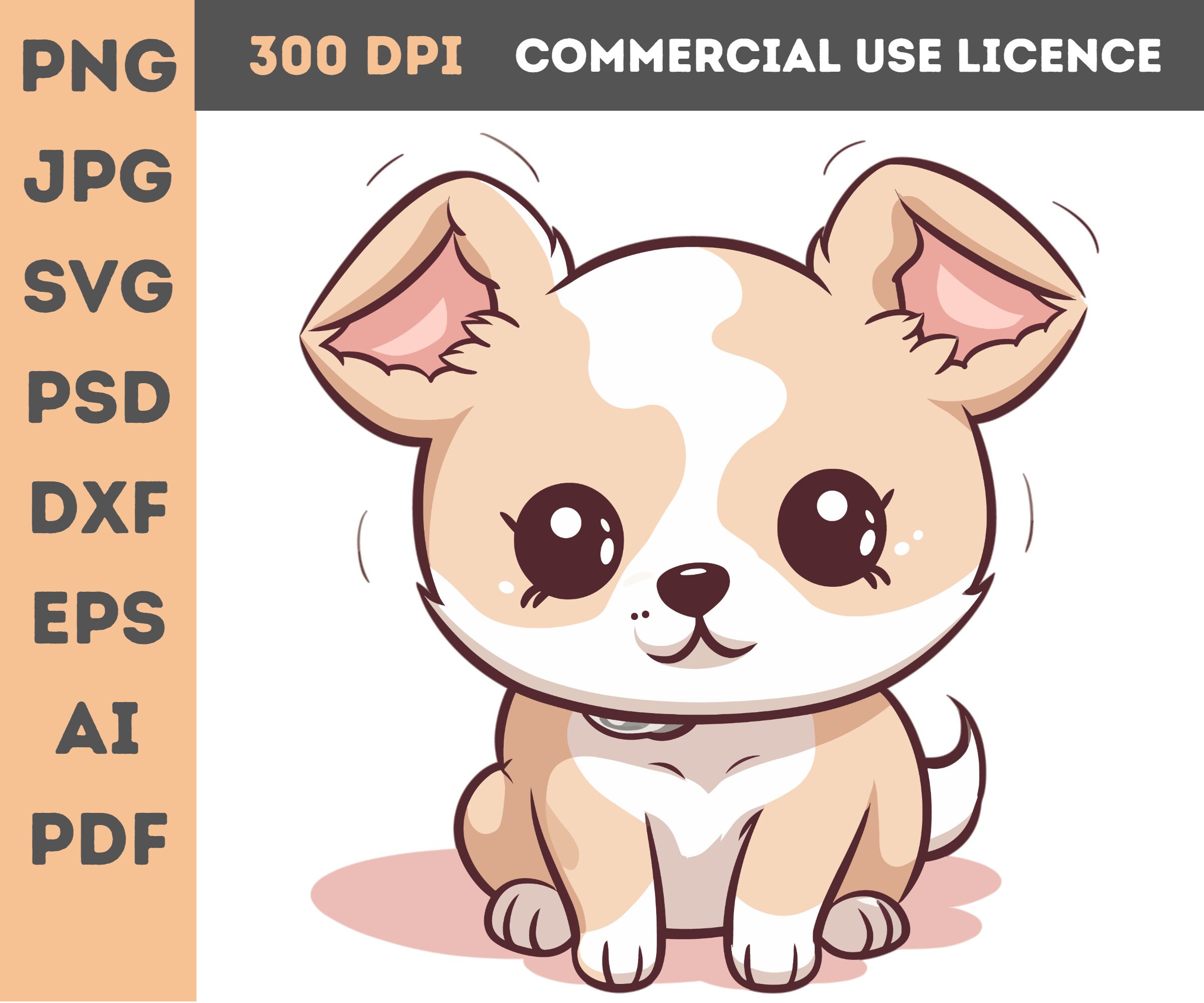 Kawaii Dogs Clipart in Format Png Jpg Svg Pds Dxf Eps Ai Pdf Instant ...