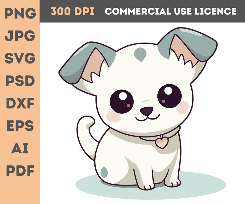 Kawaii Dogs Clipart in Format Png Jpg Svg Pds Dxf Eps Ai Pdf Instant ...