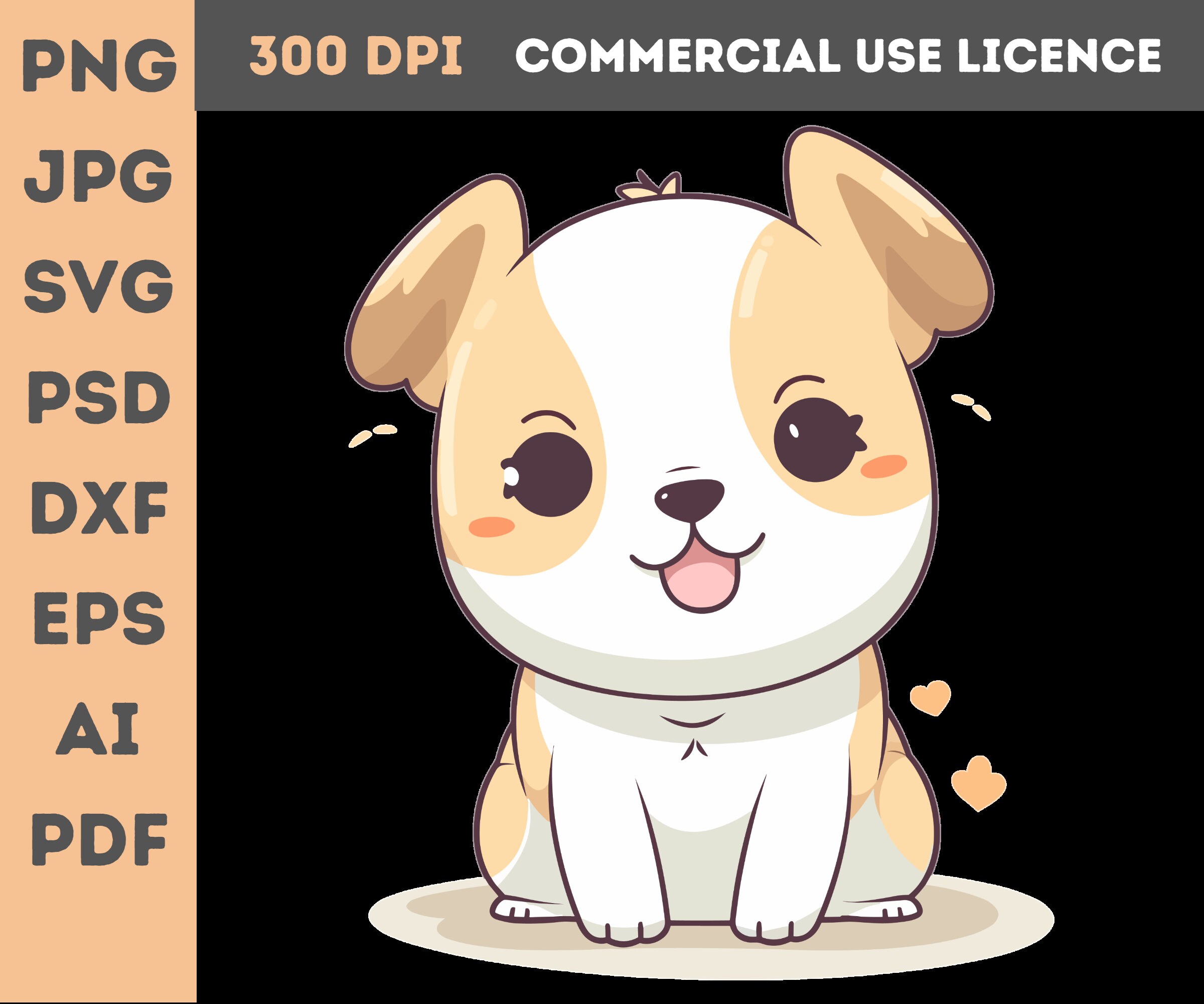 Kawaii Dogs Clipart in Format Png Jpg Svg Pds Dxf Eps Ai Pdf Instant ...