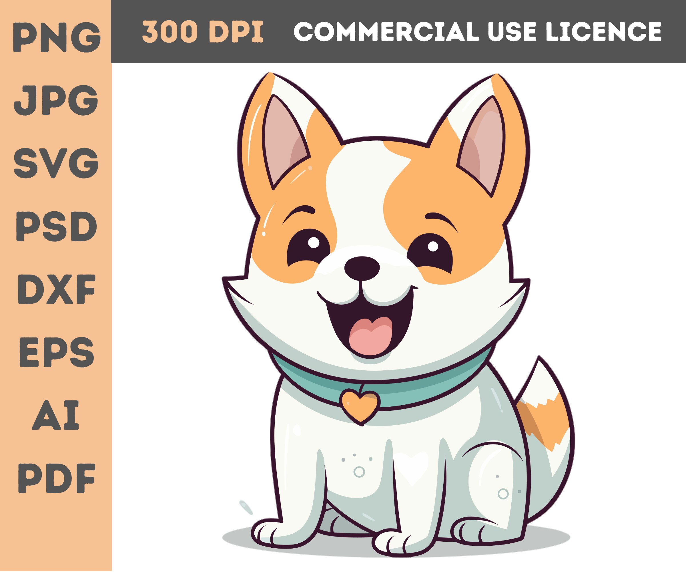 Kawaii Dogs Clipart in Format Png Jpg Svg Pds Dxf Eps Ai Pdf Instant ...