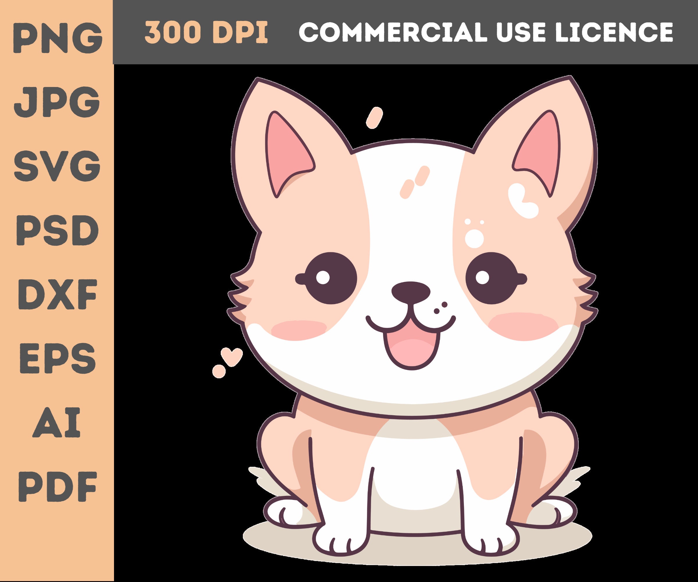 Kawaii Dogs Clipart in Format Png Jpg Svg Pds Dxf Eps Ai Pdf - Etsy Ireland