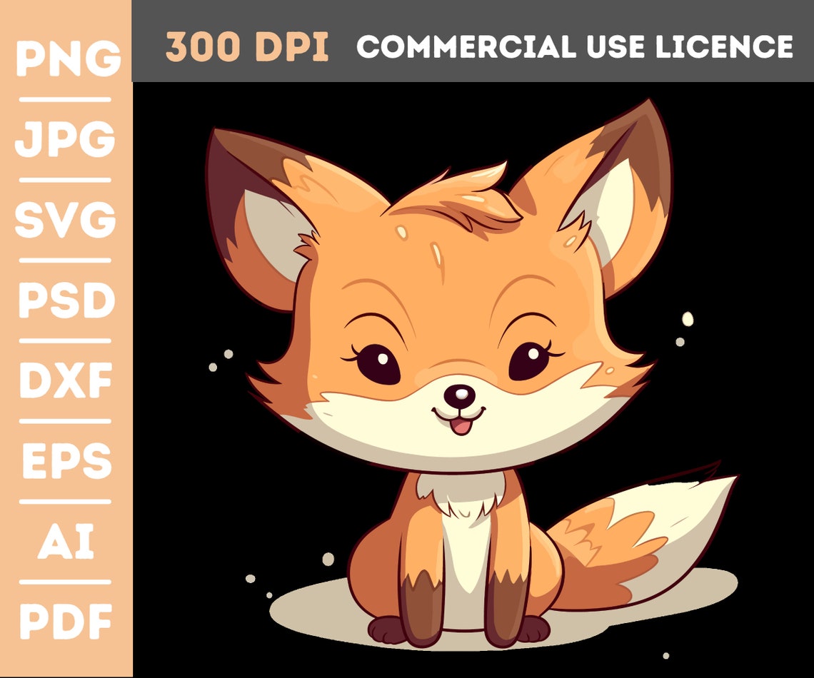 Kawaii renard clipart au format png jpg svg pds dxf eps ai - Etsy France
