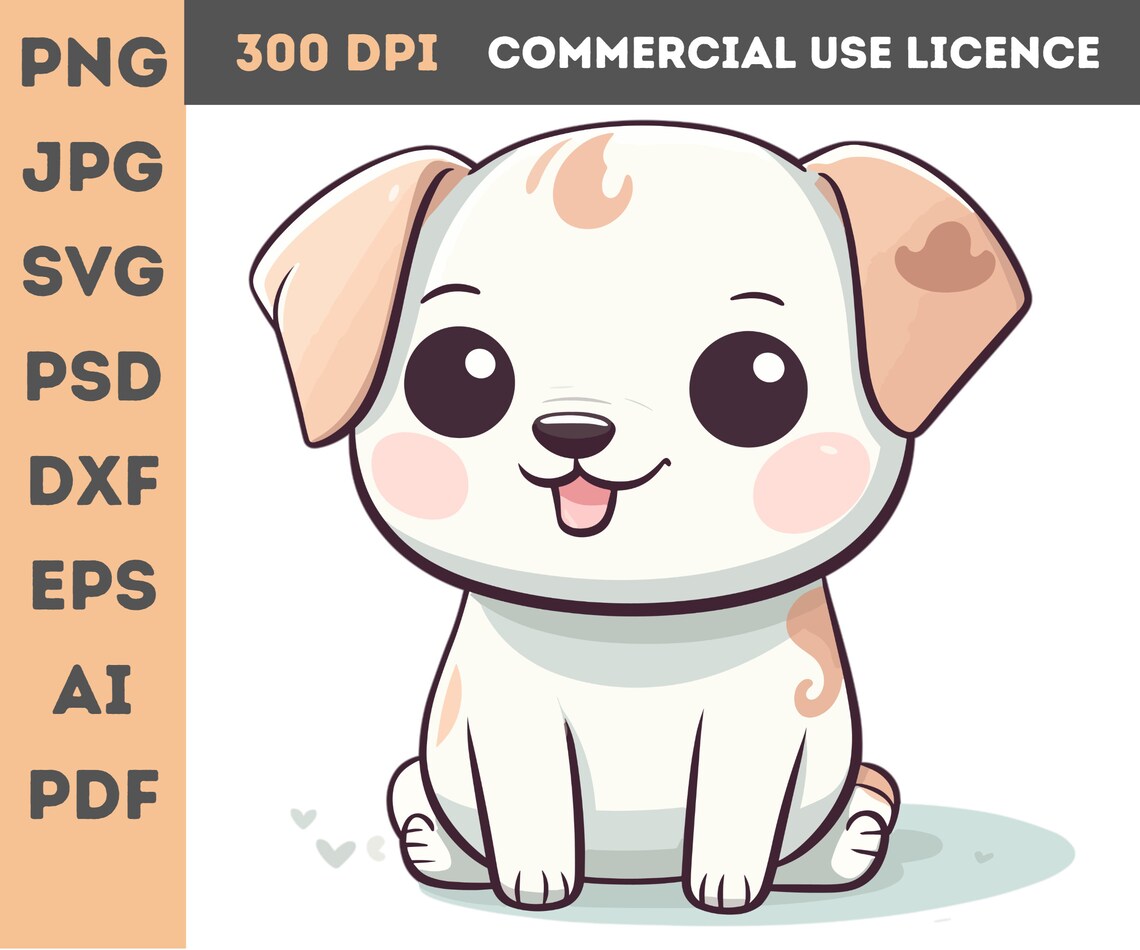 Kawaii Dogs Clipart in Format Png Jpg Svg Pds Dxf Eps Ai Pdf Instant ...