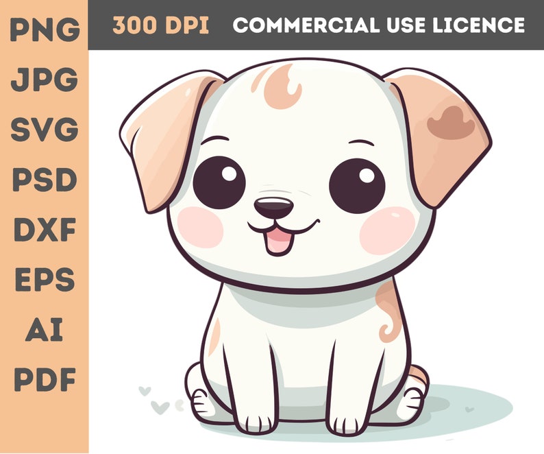 Kawaii Dogs Clipart in Format Png Jpg Svg Pds Dxf Eps Ai Pdf Instant ...