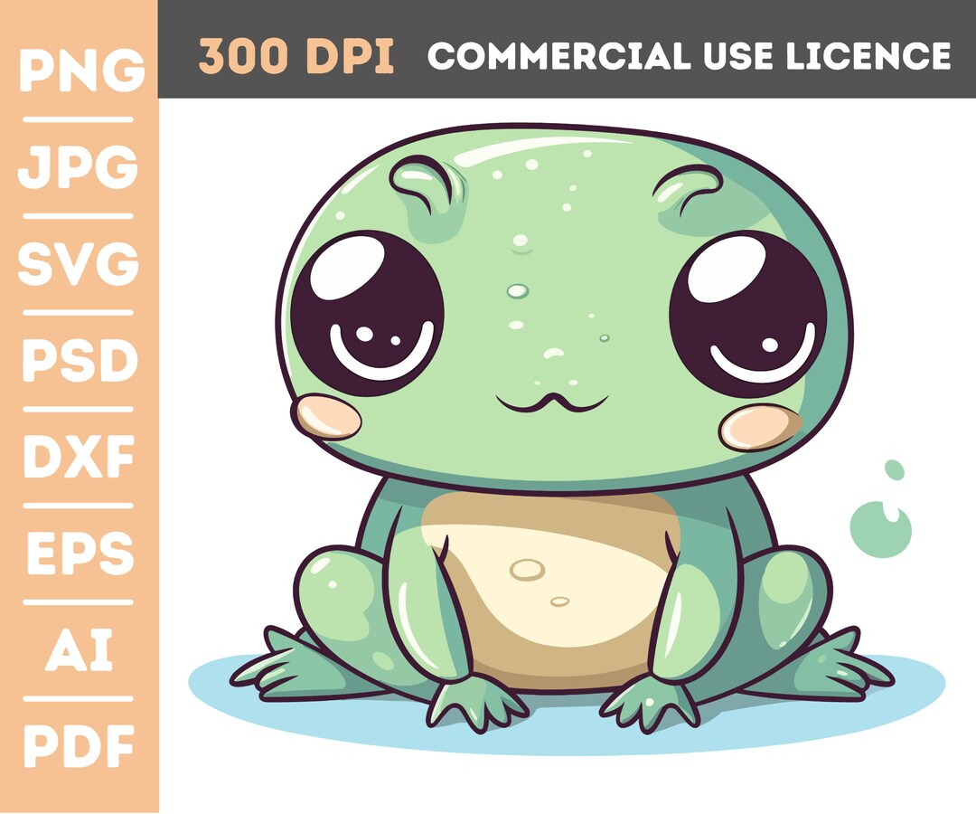 Kawaii Frog Clipart in Format - Png Jpg Svg Pds Dxf Eps Ai Pdf ...