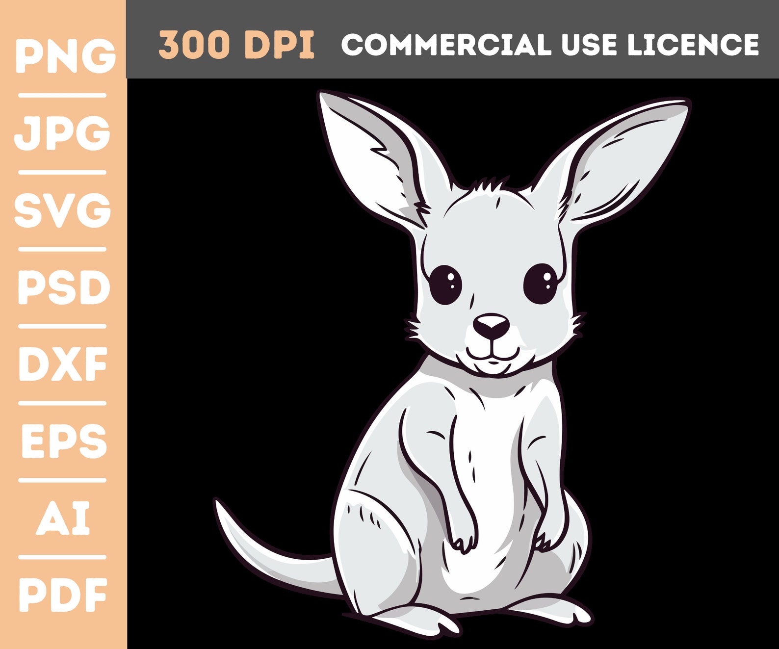 Kawaii Kangaroo Clipart in Format Png Jpg Svg Pds Dxf Eps Ai Pdf ...