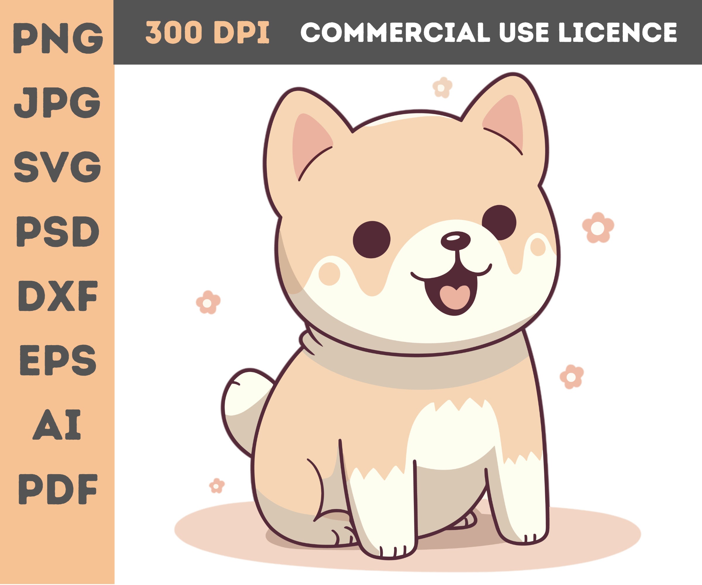 Kawaii Dogs Clipart in Format Png Jpg Svg Pds Dxf Eps Ai Pdf Instant ...