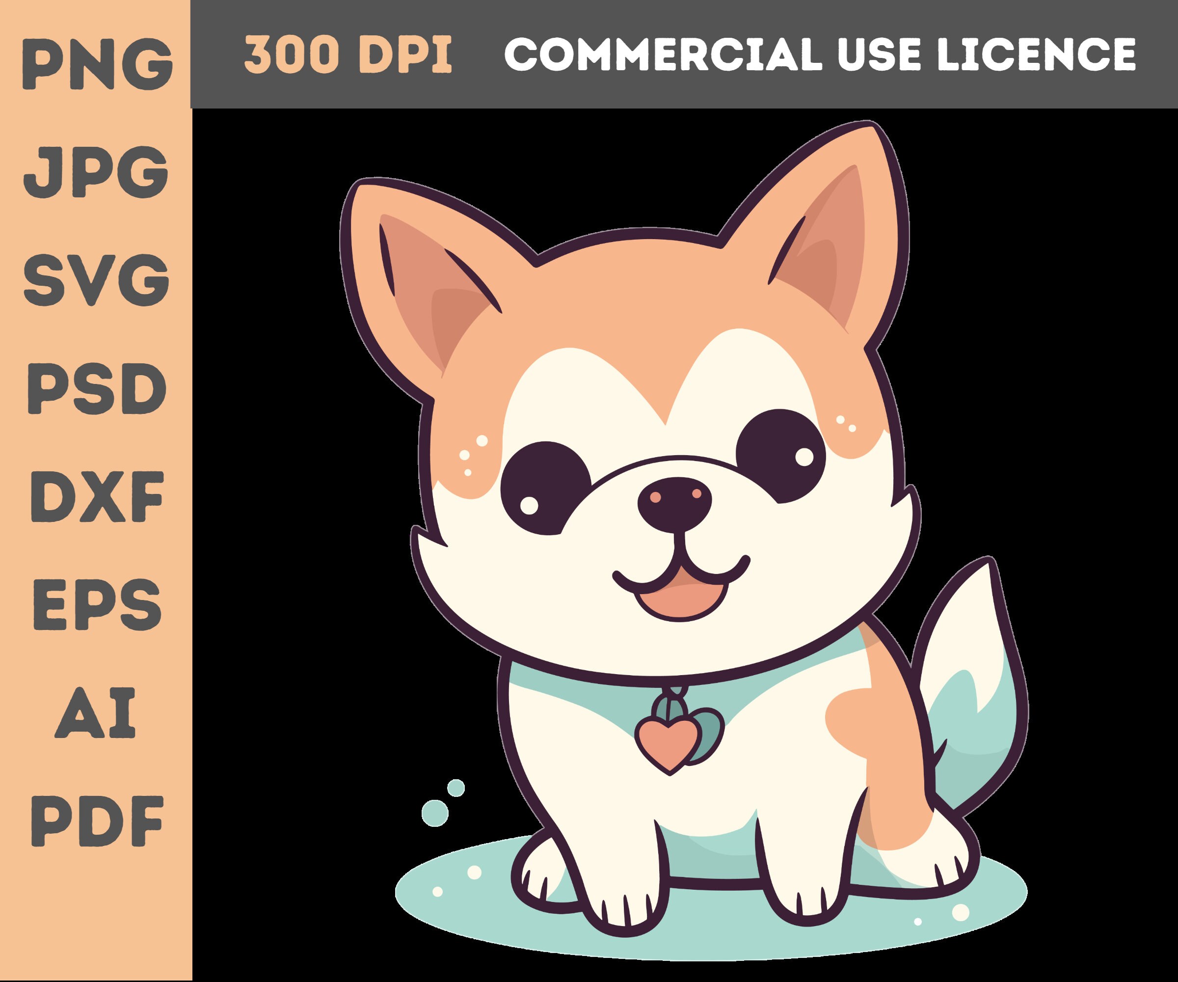 Kawaii Dogs Clipart in Format Png Jpg Svg Pds Dxf Eps Ai Pdf Instant ...