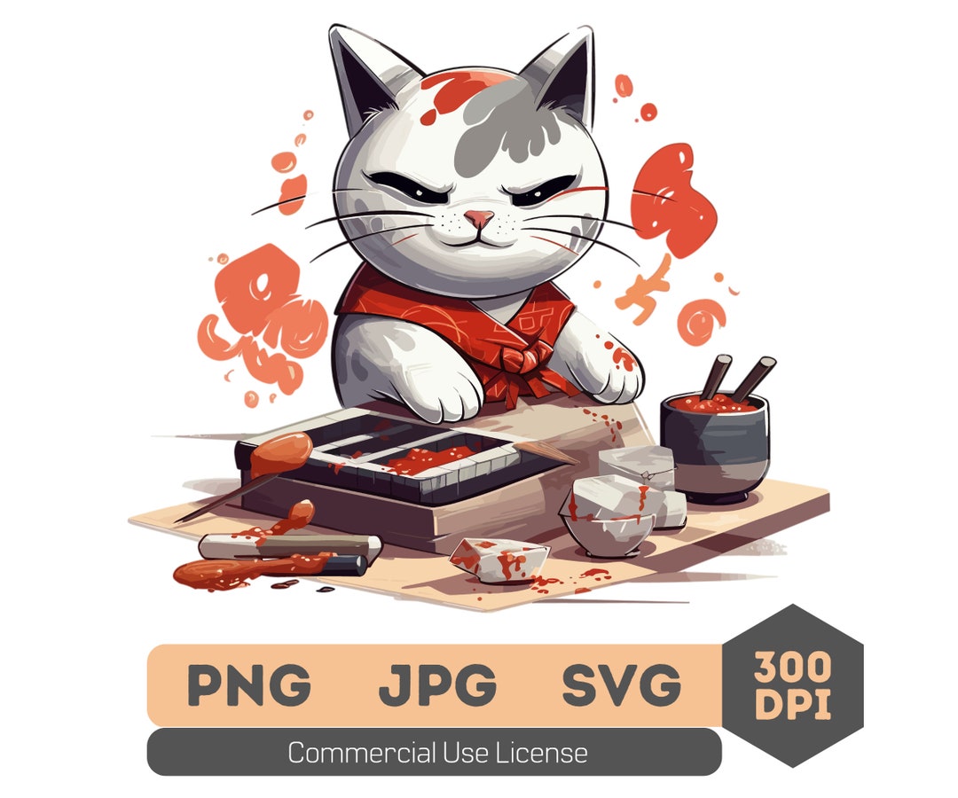 Sushi-cat Clipart PNG JPG SVG Instant Download Commercial Use Vector ...