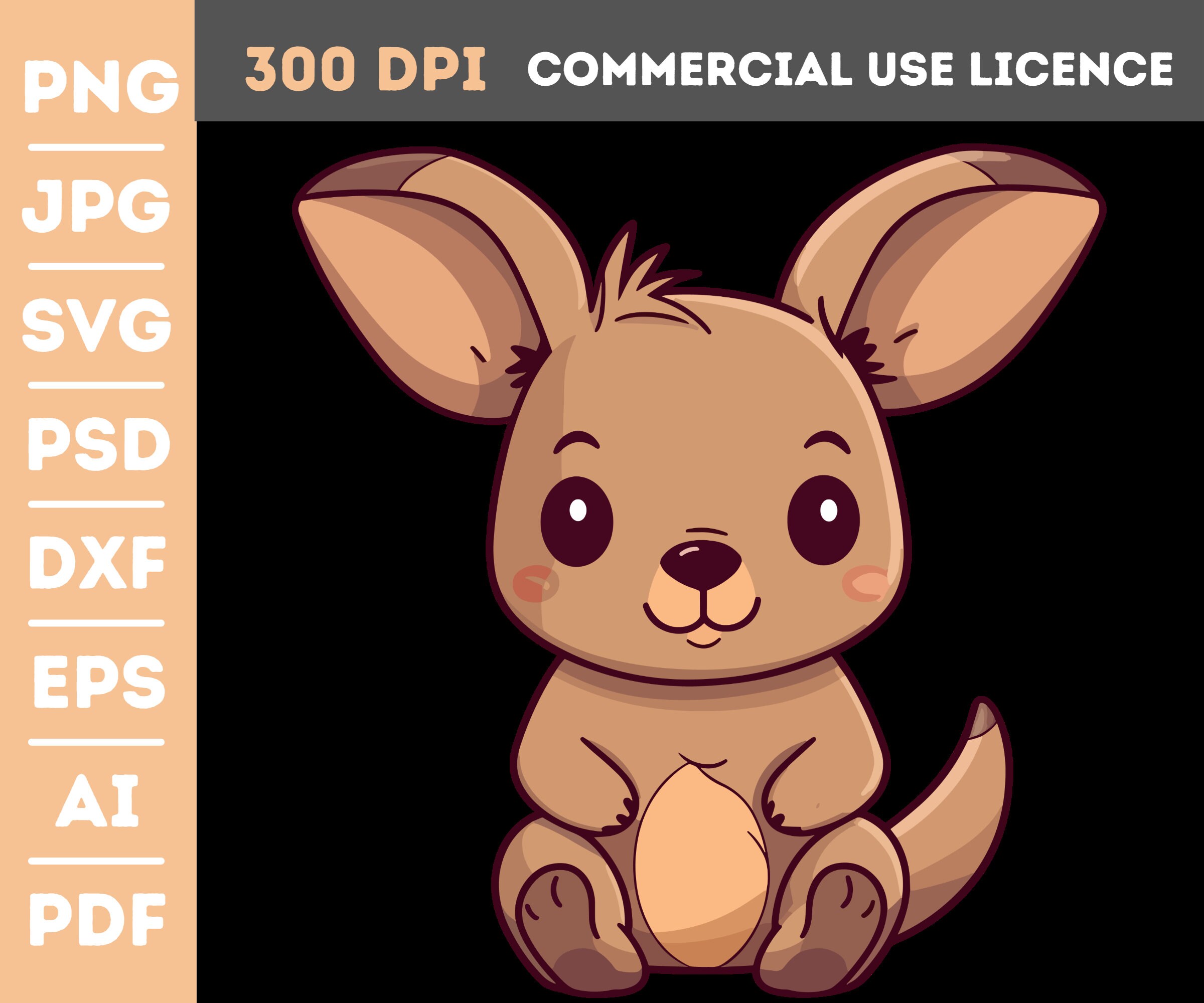 Kawaii Kangaroo Clipart in Format Png Jpg Svg Pds Dxf Eps Ai Pdf ...