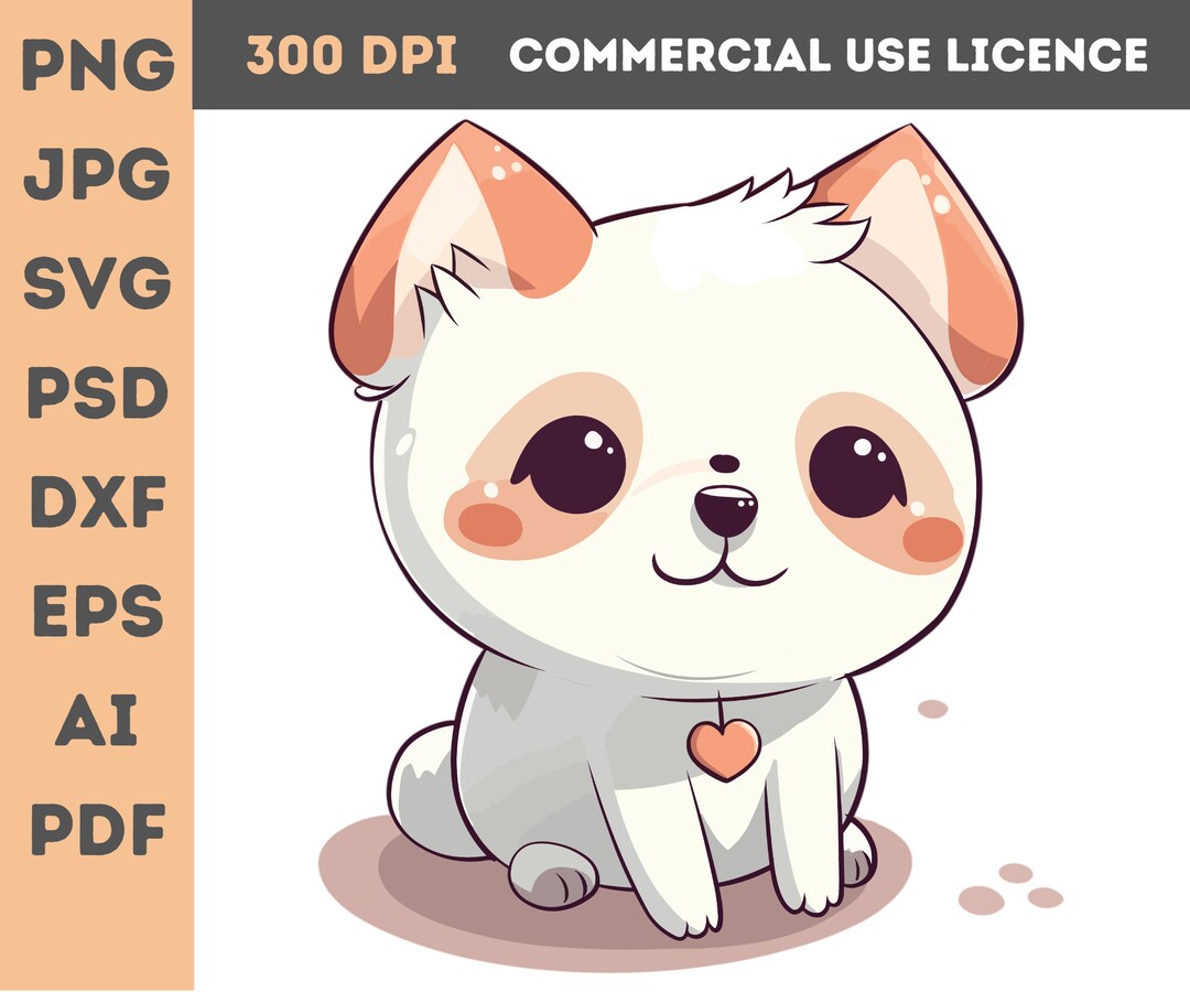 Kawaii Dogs Clipart in Format Png Jpg Svg Pds Dxf Eps Ai Pdf Instant ...