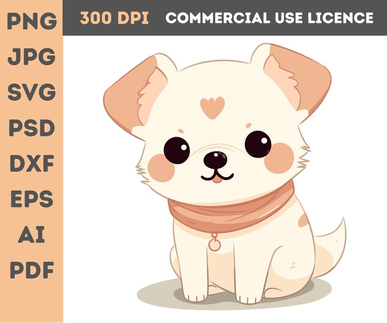 Kawaii Dogs Clipart in Format Png Jpg Svg Pds Dxf Eps Ai Pdf Instant ...