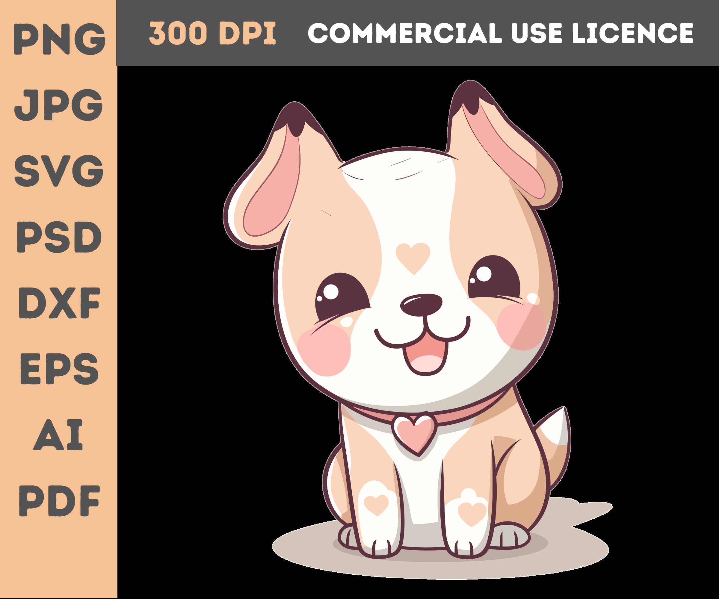 Kawaii Dogs Clipart in Format Png Jpg Svg Pds Dxf Eps Ai Pdf Instant ...