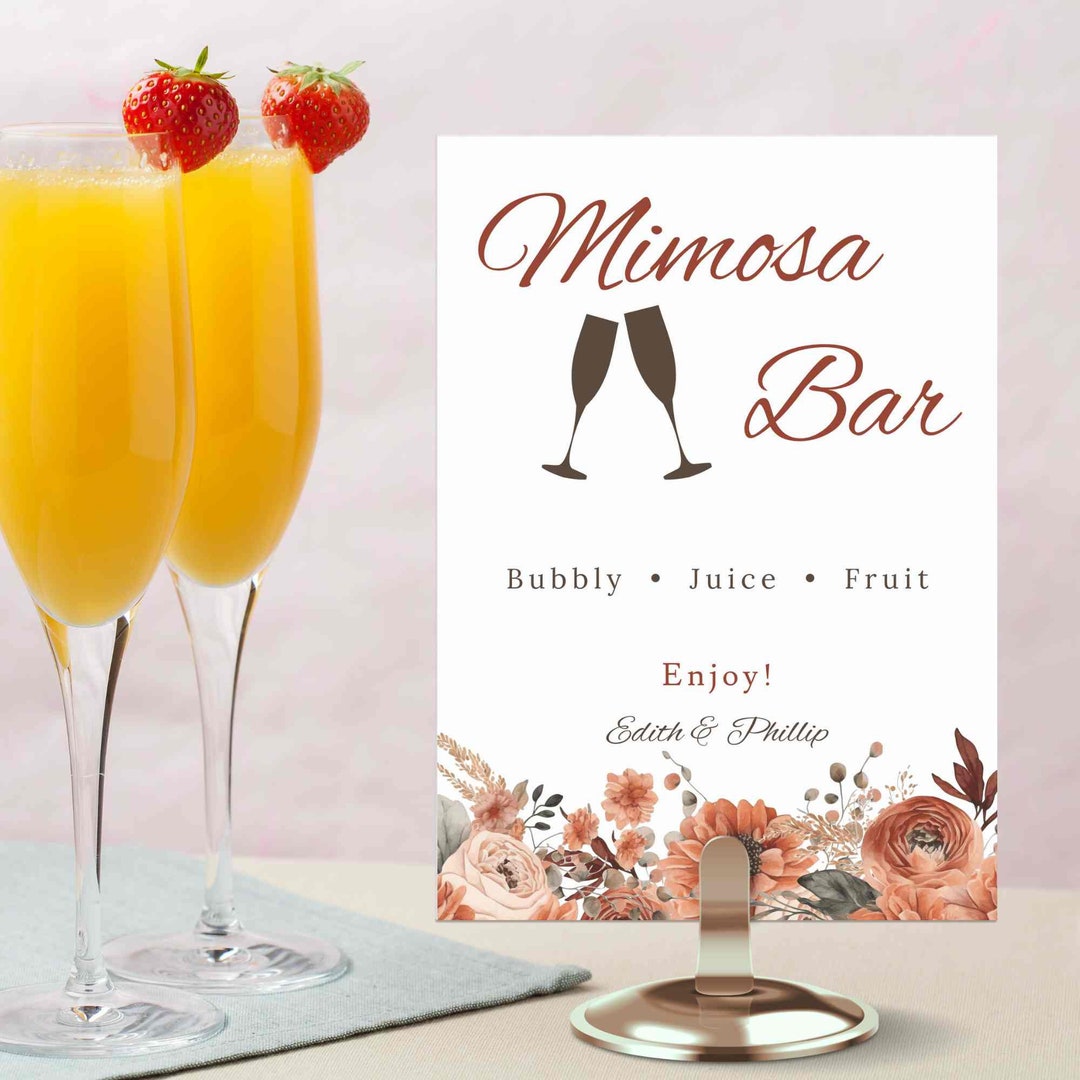 Mimosa Bar Sign in Terracotta Floral Editable Template, Perfect for ...
