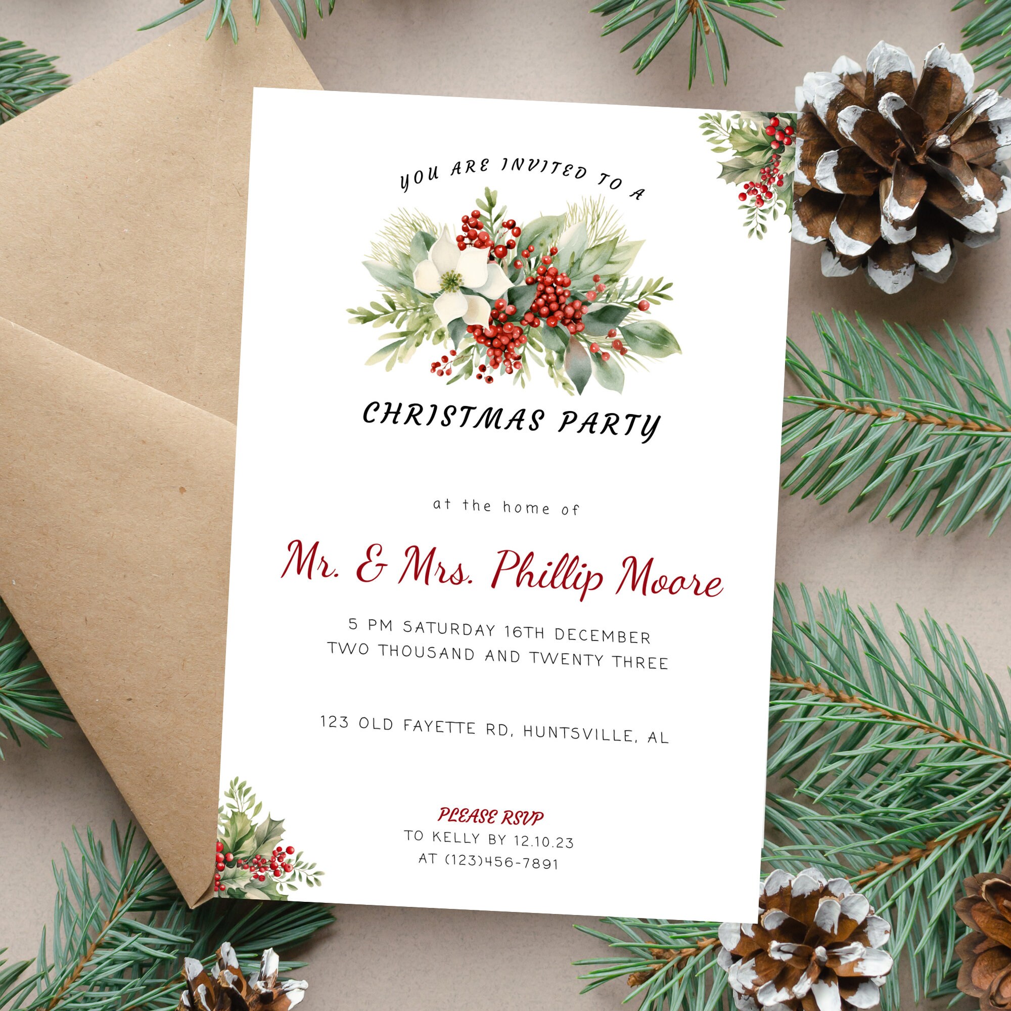 Editable Christmas Party Invitation | Instant Download | Holiday Party ...