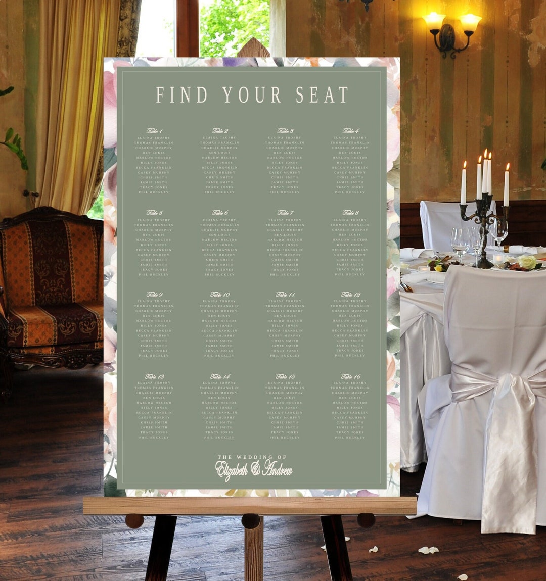Traditional Seating Plan Template, Seating Plan Sign, Classic Wedding ...