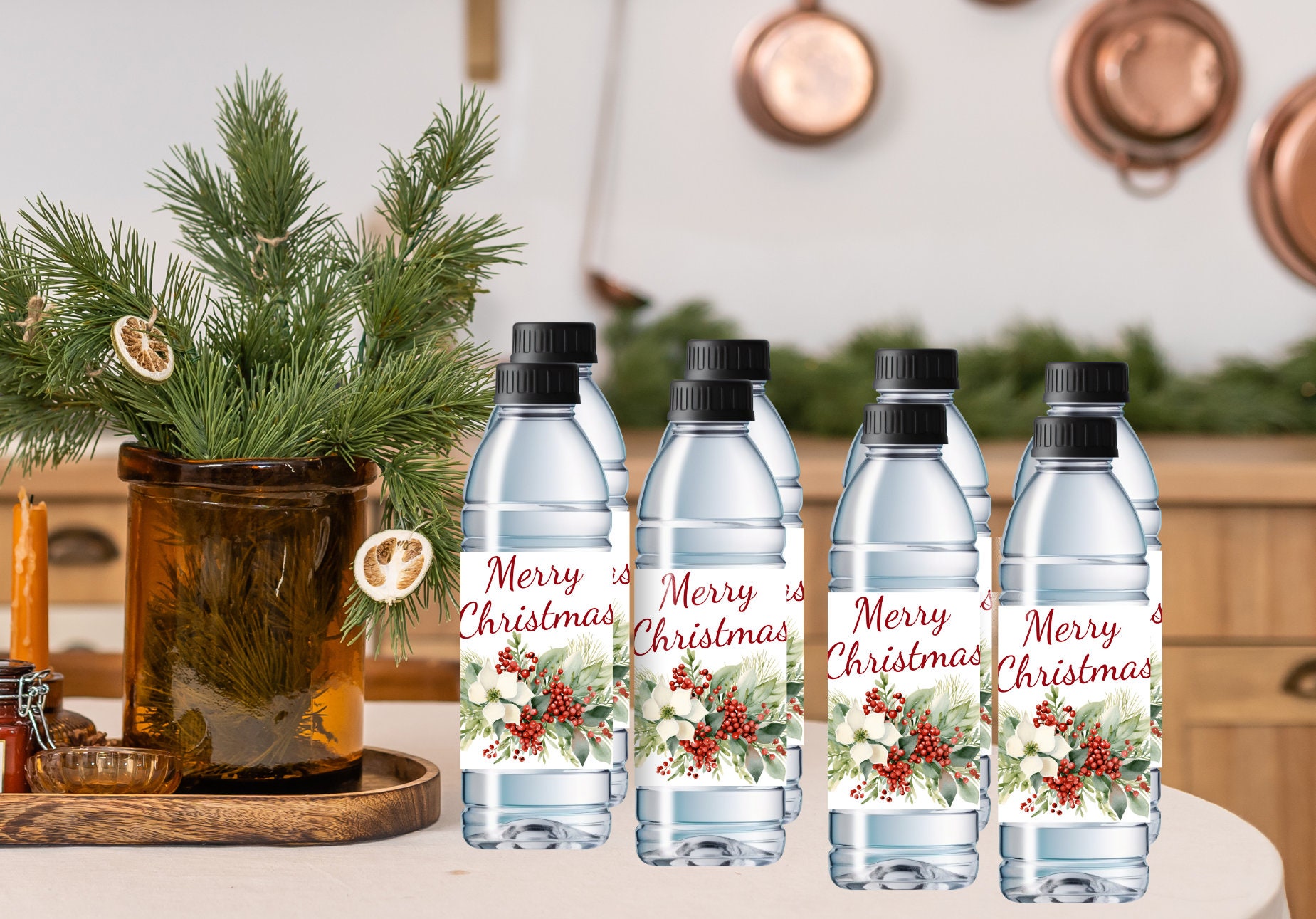 Water Bottle Label | Christmas Bottle Label | Instant Download ...