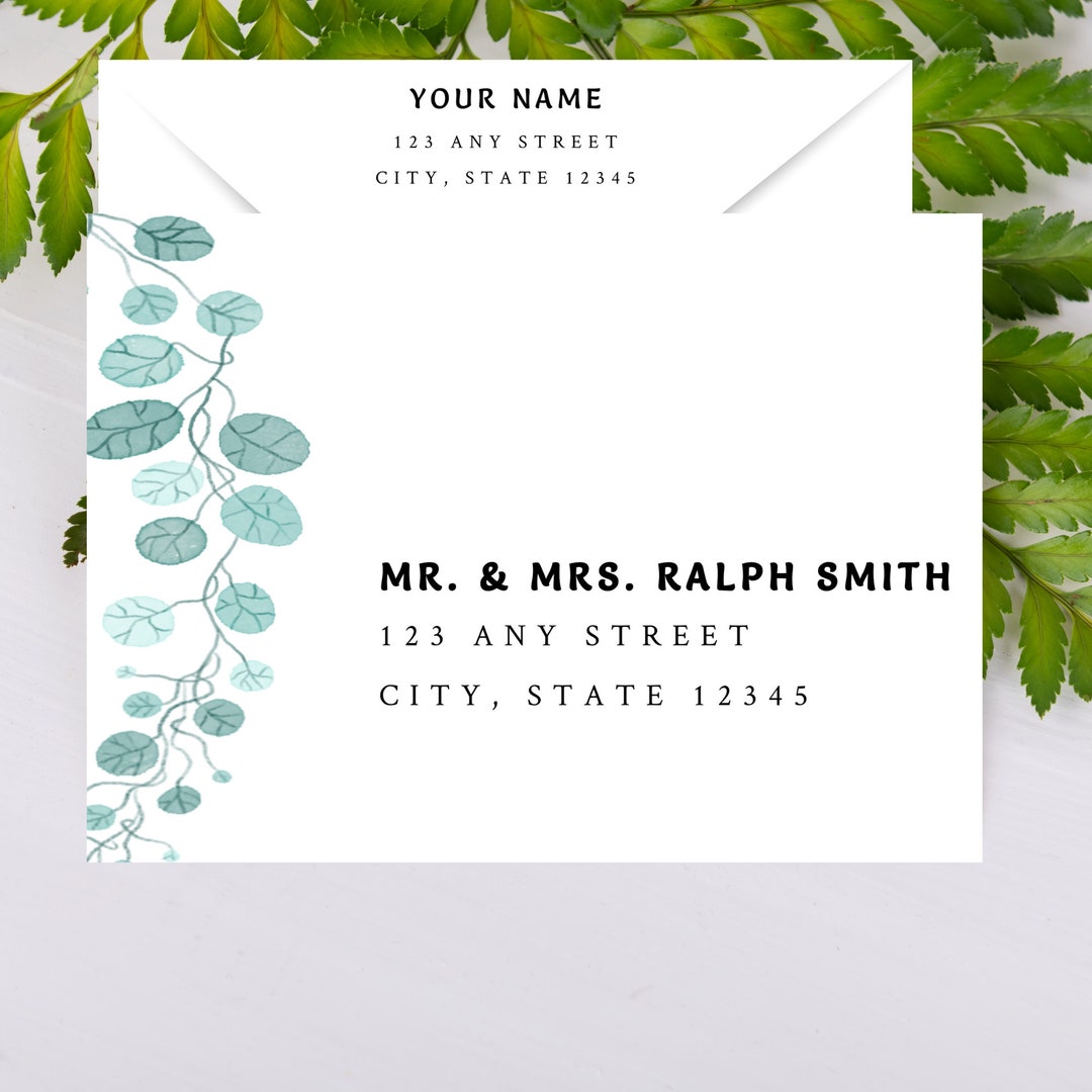 Greenery Envelope Template | Printable Envelope Template | Editable ...